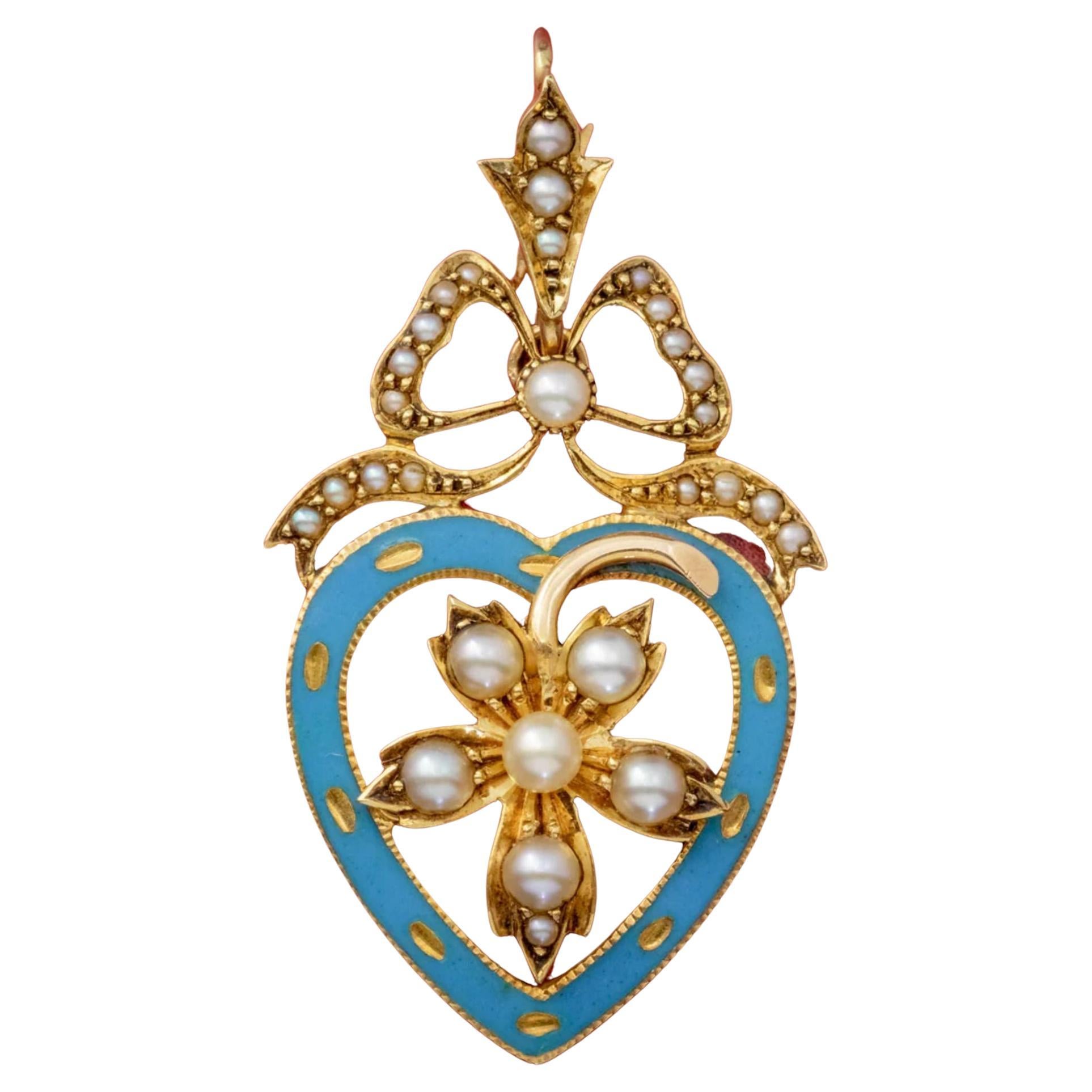 Antique Edwardian Pearl Pendant Necklace in 15ct Gold, circa 1901-1915 ...