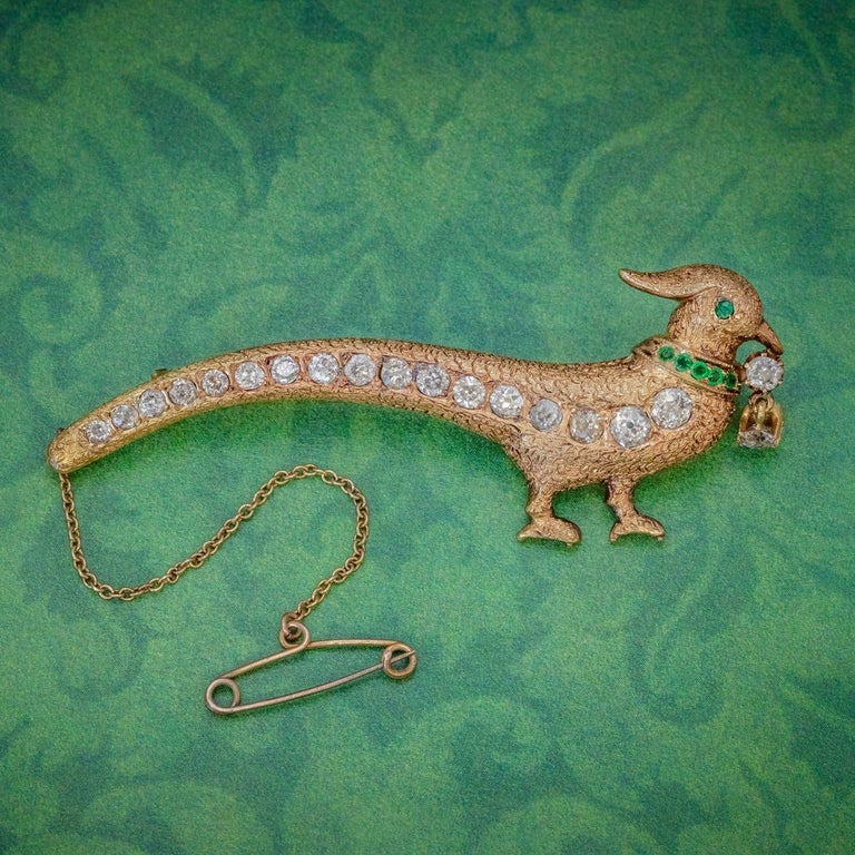 Antique Edwardian Pheasant Brooch Diamond Emerald 18Ct Gold Circa 1910 ...