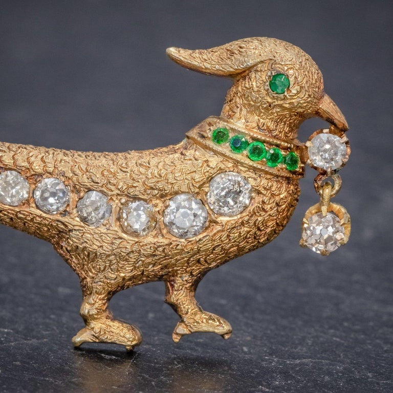 Antique Edwardian Pheasant Brooch Diamond Emerald 18Ct Gold Circa 1910 ...