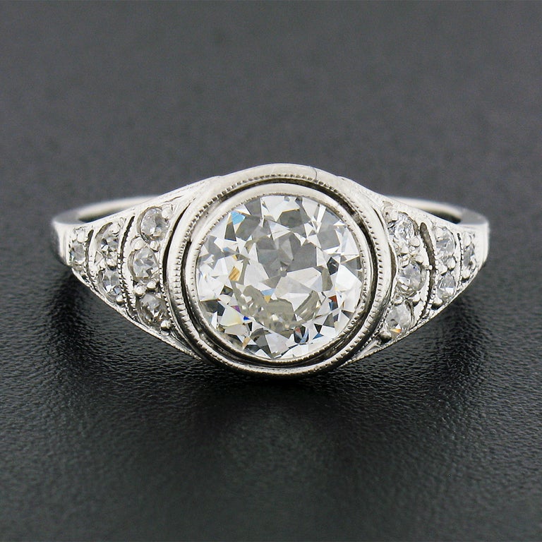 Antique Edwardian Platinum 1.48ctw Old European Diamond Bezel ...