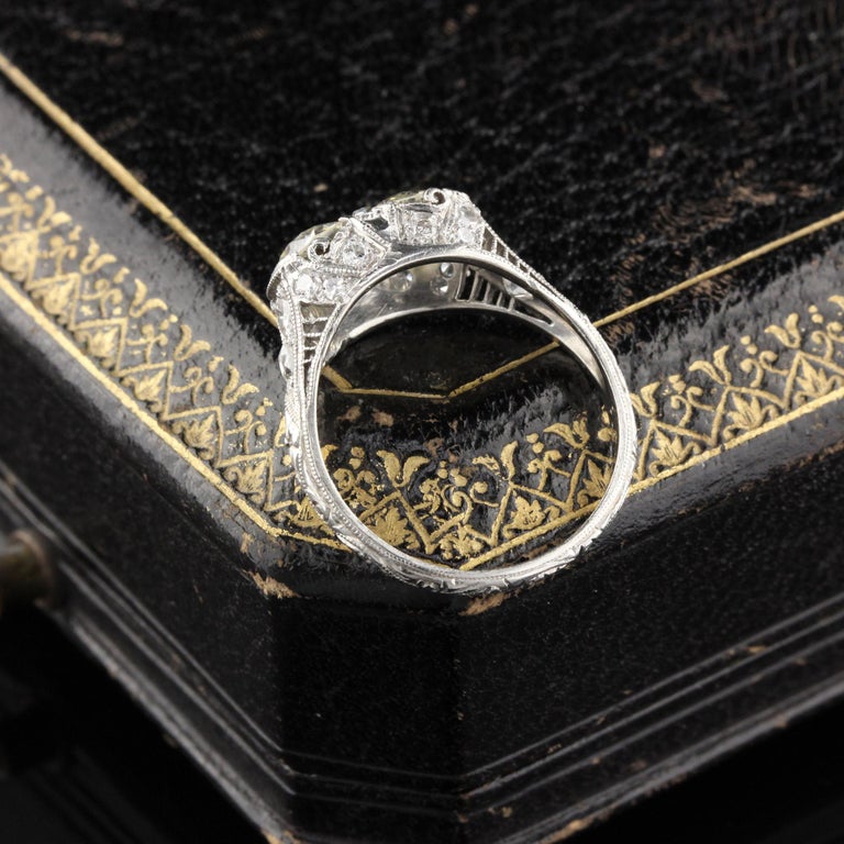 Antique Edwardian Platinum Diamond Two-Stone Engagement Ring at 1stDibs