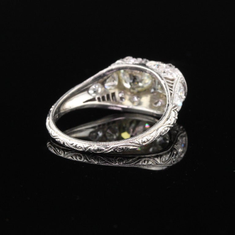 Antique Edwardian Platinum Diamond Two-Stone Engagement Ring at 1stDibs