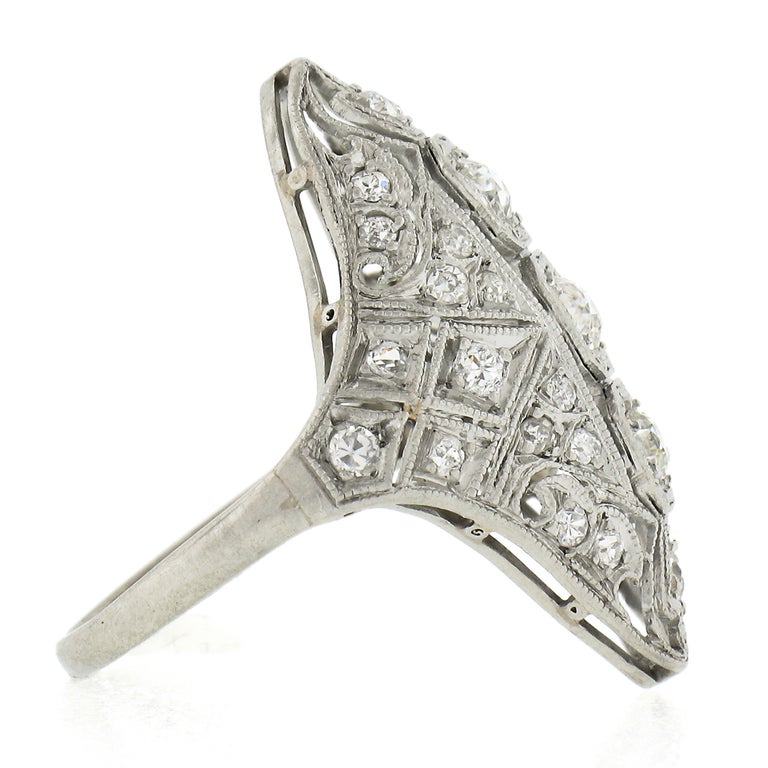 Antique Edwardian Platinum European Diamond Milgrain Filigree Long ...