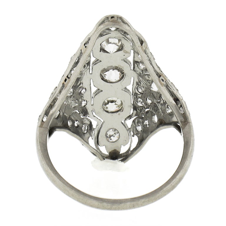 Antique Edwardian Platinum European Diamond Milgrain Filigree Long ...