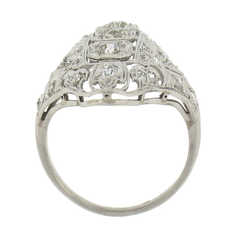 Antique Edwardian Platinum European Diamond Milgrain Filigree Long ...