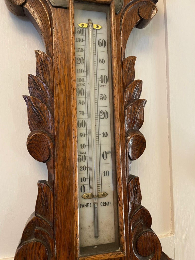 Antique Edwardian Quality Carved Oak Aneroid Banjo Barometer For Sale ...