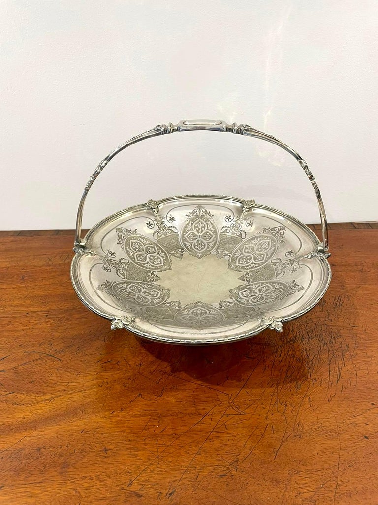 Antique Edwardian Quality Engraved Silver Plated Cake Basket For Sale ...