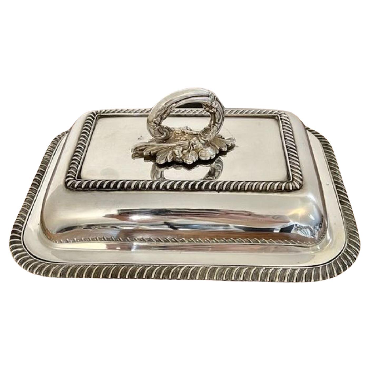 Antique Edwardian quality silver plated rectangular entrée dish For ...