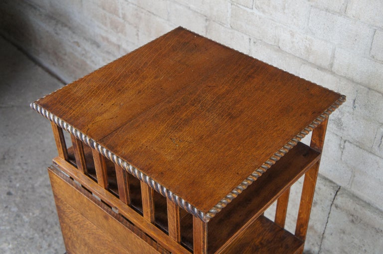 Antique Edwardian Quartersawn Oak Revolving Library Bookcase Pedestal ...