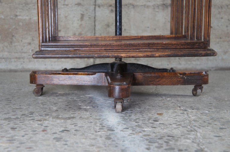 Antique Edwardian Quartersawn Oak Revolving Library Bookcase Pedestal ...