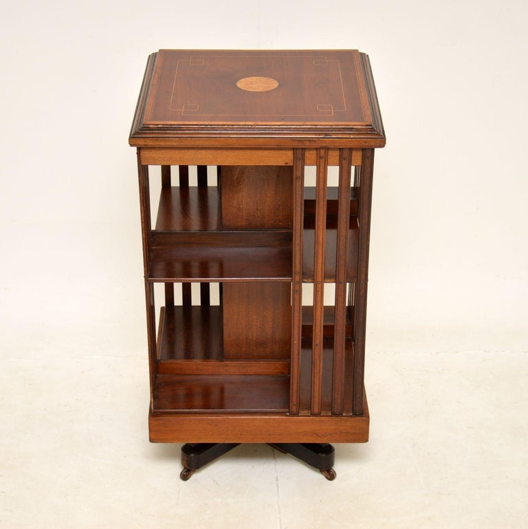 Antique Edwardian Revolving Bookcase For Sale at 1stDibs