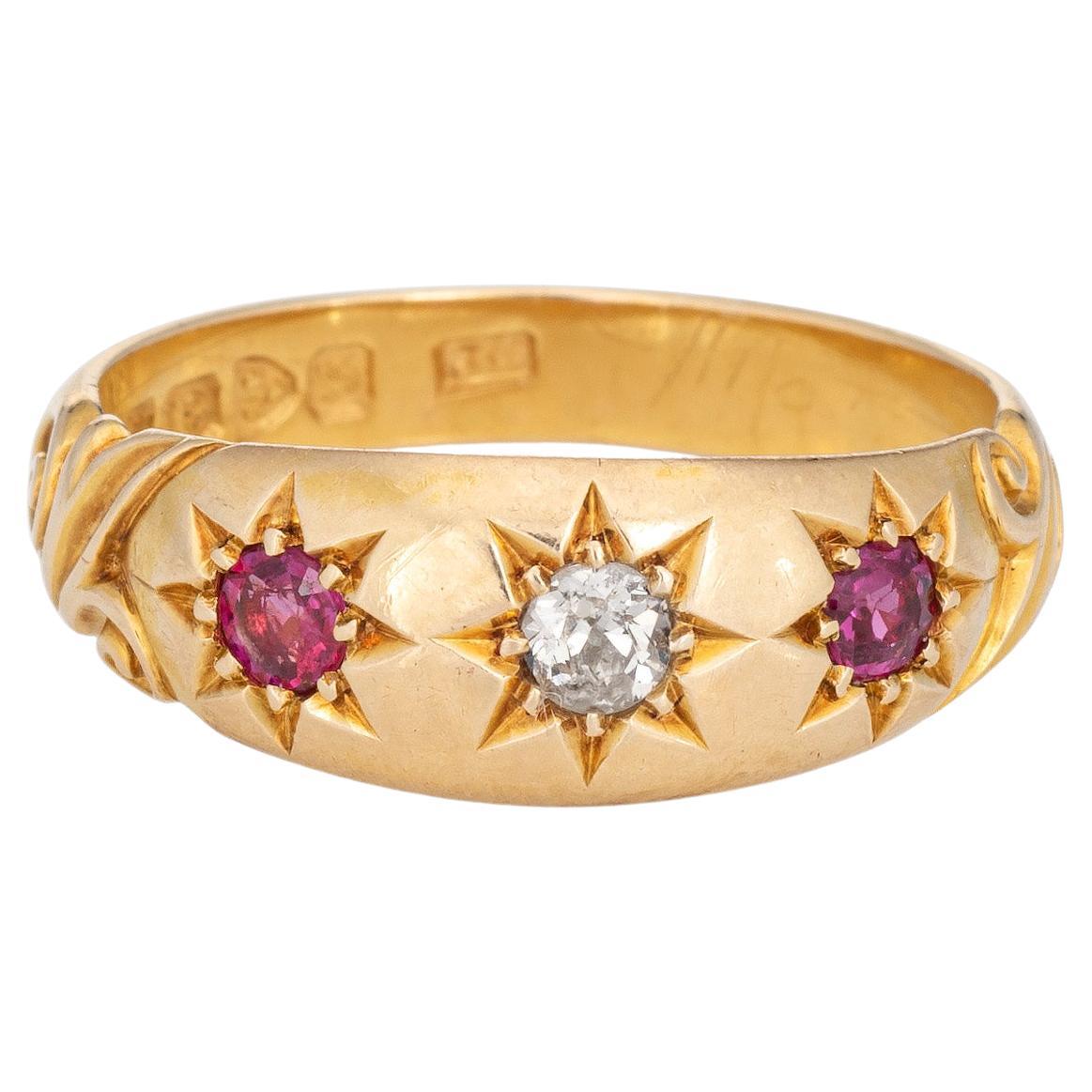 Antique Marquise Ring Ruby and Diamond Ring, 18 Karat Gold Chester ...