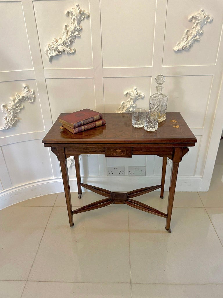 Antique Edwardian Rosewood Inlaid Freestanding Card/Side Table For Sale ...