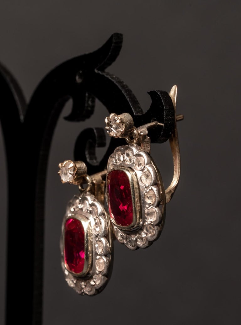 Antique Edwardian Ruby and Diamond Earrings, Antique Diamond Drop ...