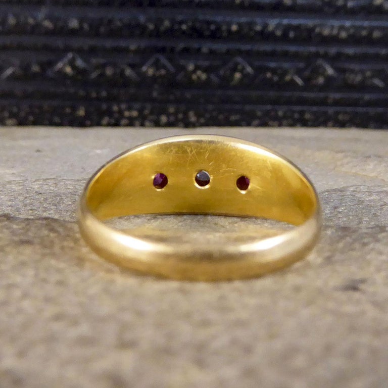 Antique Edwardian Ruby and Diamond Gypsy Set Ring in 18ct Yellow Gold For Sale at 1stDibs