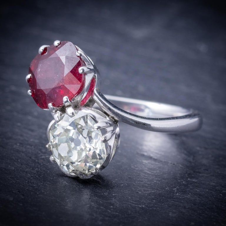 Antique Edwardian Ruby Diamond Platinum, circa 1915 Twist Ring For Sale ...
