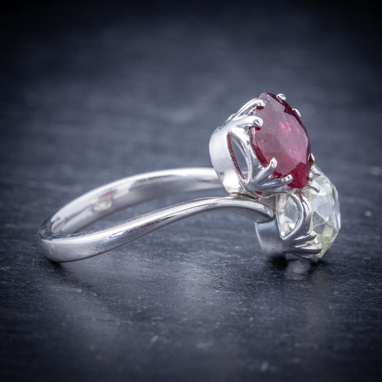 Antique Edwardian Ruby Diamond Platinum, circa 1915 Twist Ring For Sale ...