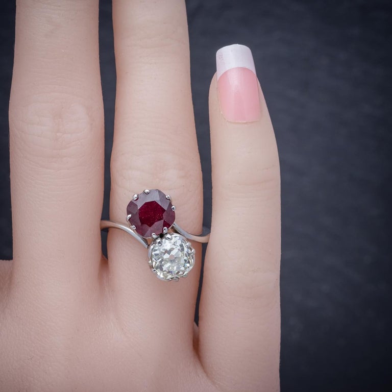 Antique Edwardian Ruby Diamond Platinum, circa 1915 Twist Ring For Sale ...