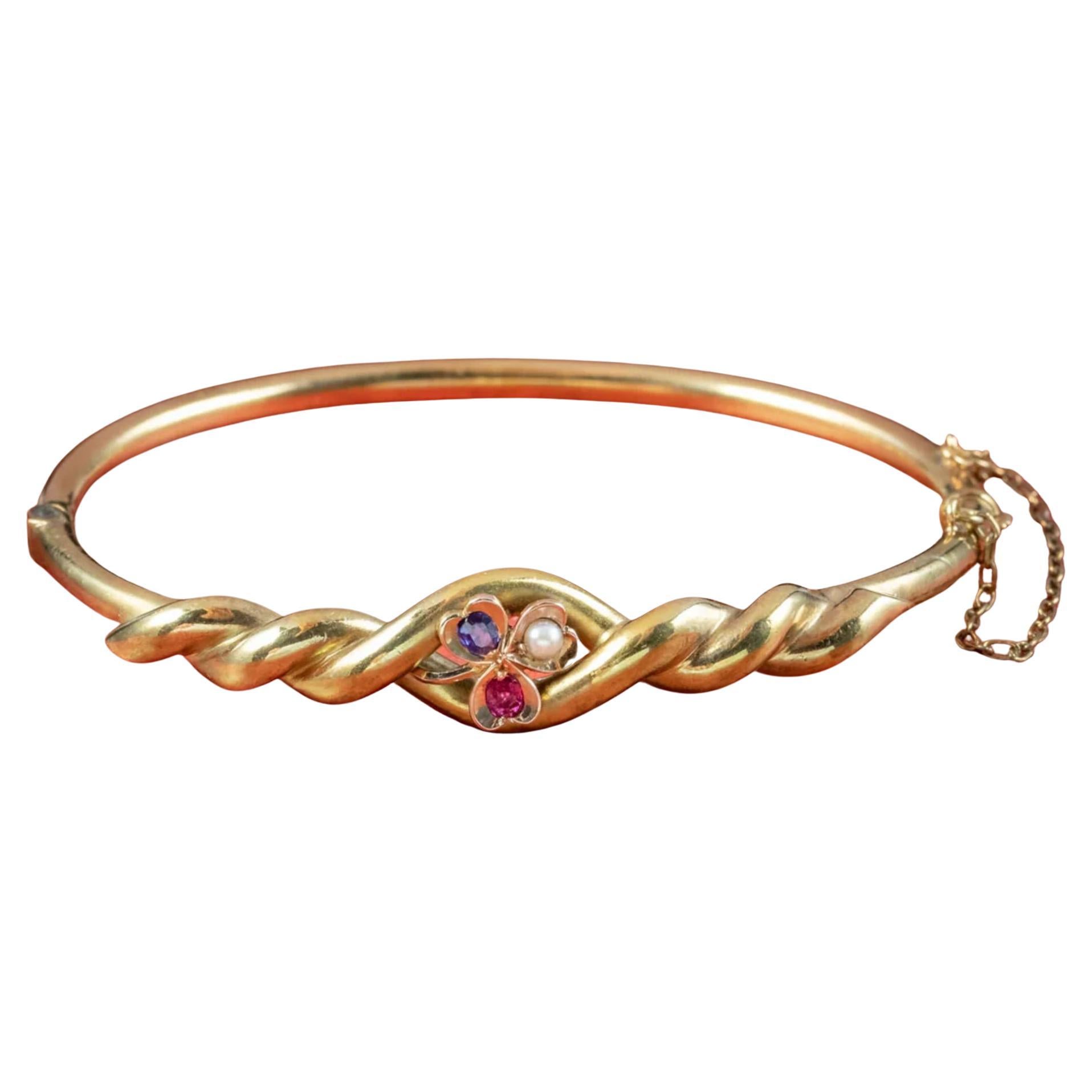 Edwardian Ruby and Diamond 9 Carat Gold Bangle at 1stDibs | 9 carat ...