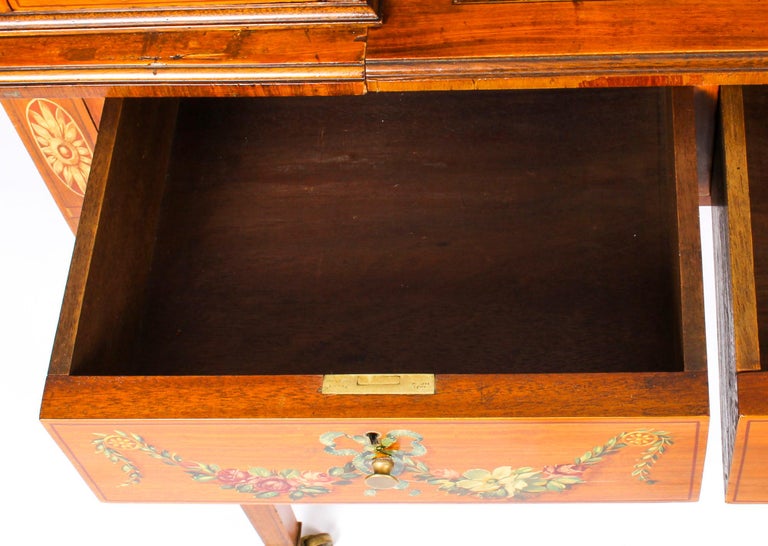 Antique Edwardian Satinwood and Floral Painted Carlton House Writing ...