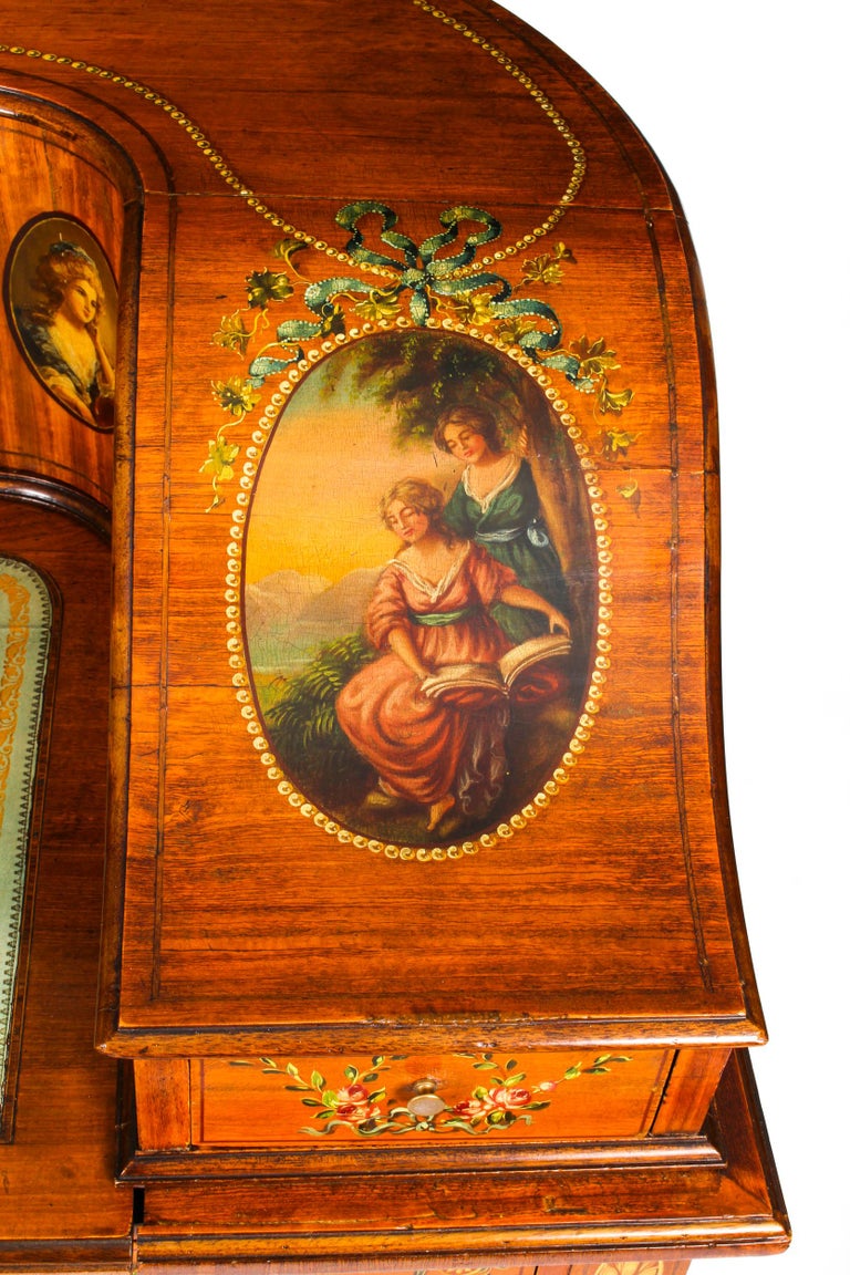 Antique Edwardian Satinwood and Floral Painted Carlton House Writing ...