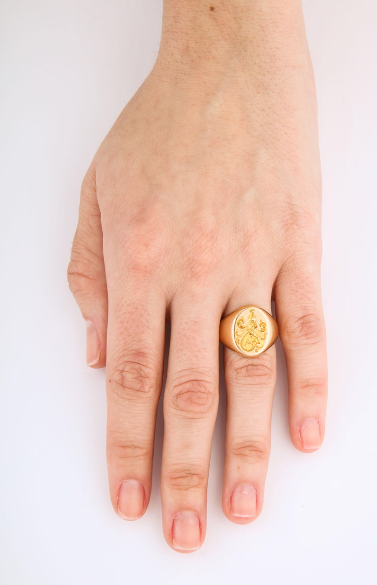 Antique Edwardian Signet Ring of Two Storks by Larter and Sons at 1stDibs