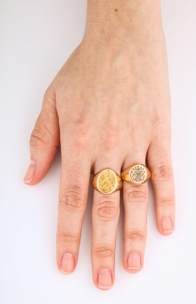 Antique Edwardian Signet Ring of Two Storks by Larter and Sons at 1stDibs