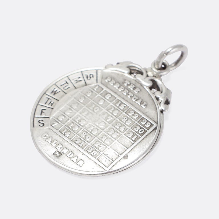 Antique Edwardian Silver Perpetual Calendar Pendant at 1stDibs