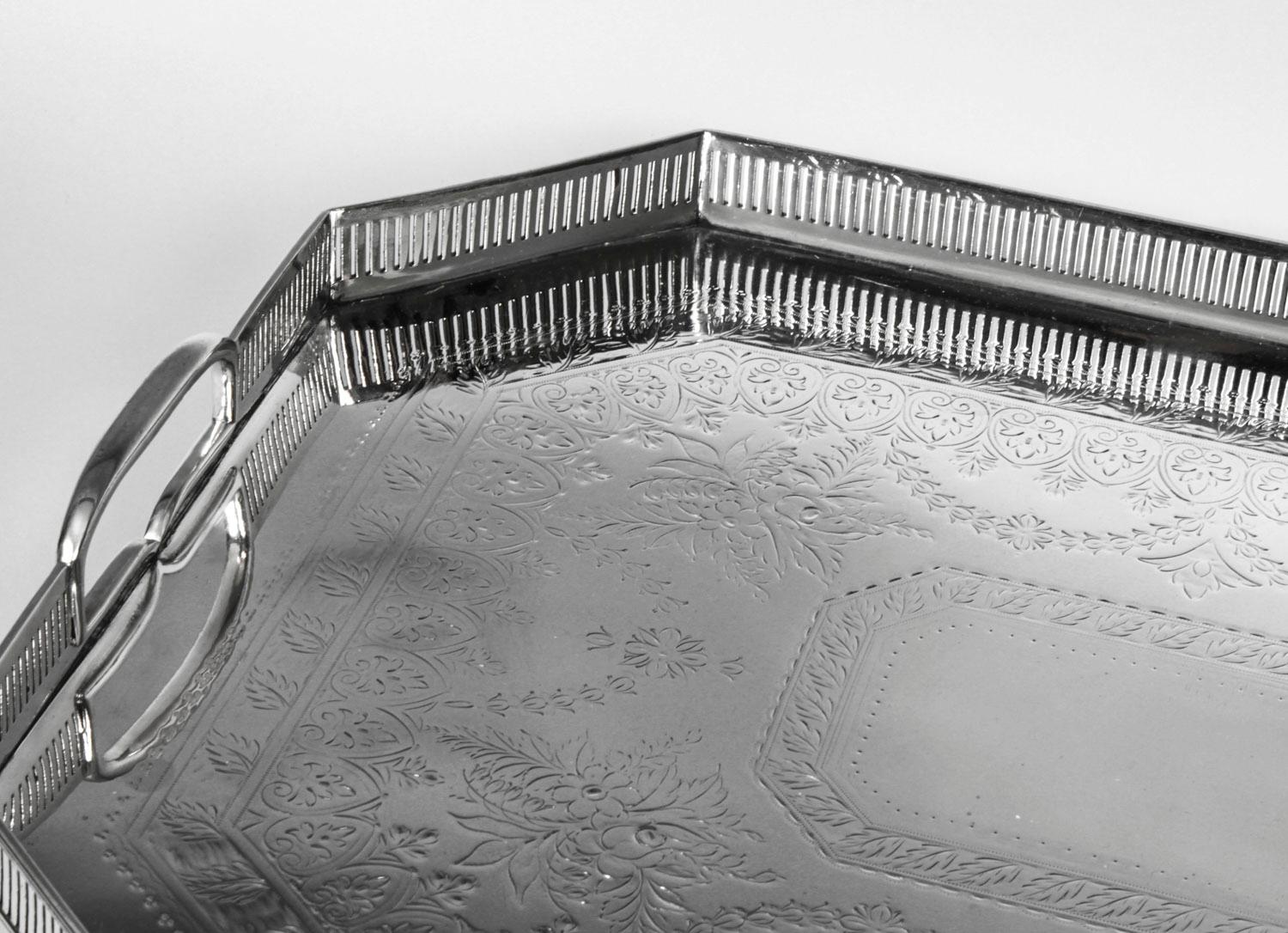 Antique Edwardian Silver Plated Gallery Tray Atkins Brothers, 19th ...