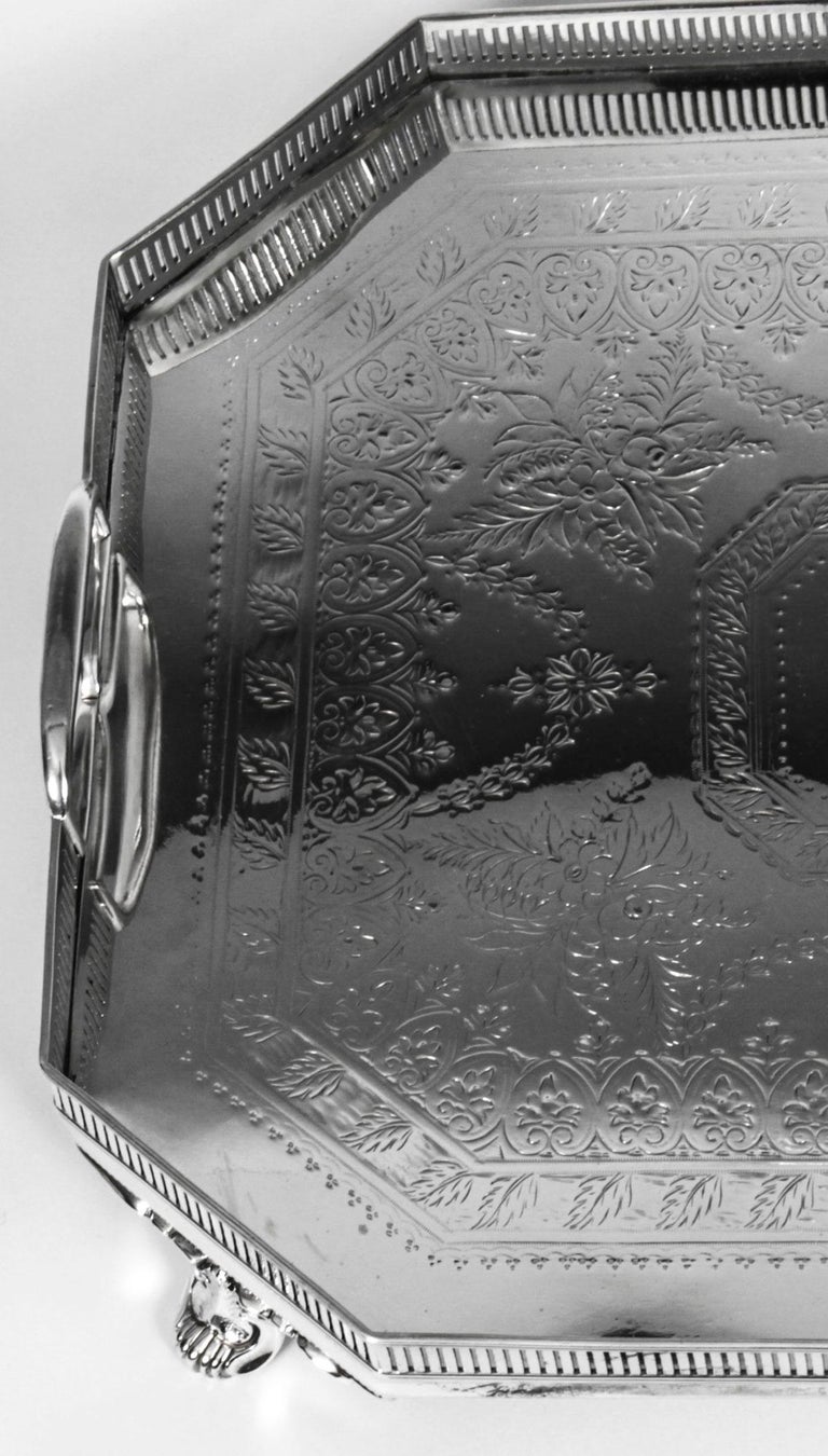Antique Edwardian Silver Plated Gallery Tray Atkins Brothers, 19th ...
