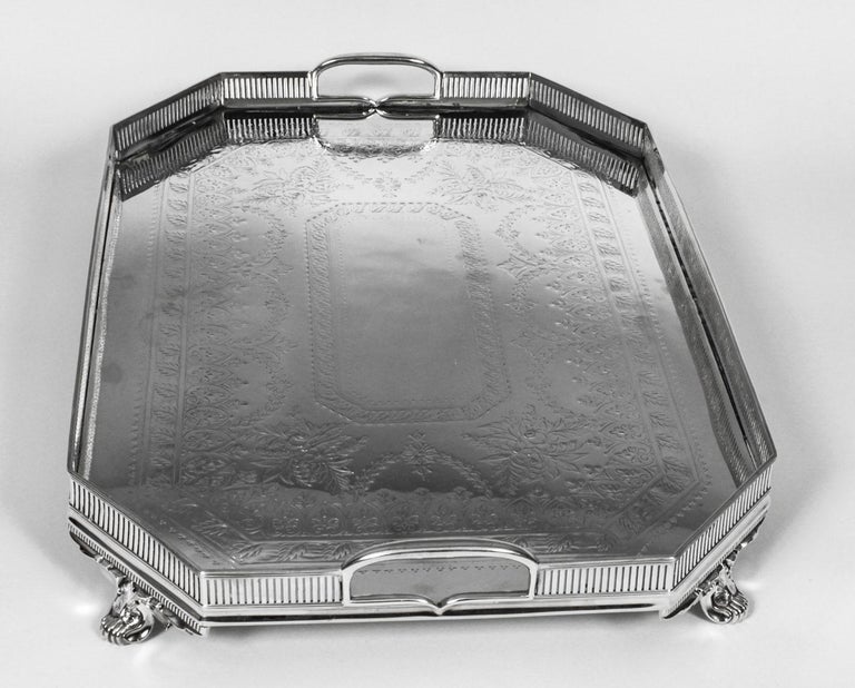 Antique Edwardian Silver Plated Gallery Tray Atkins Brothers, 19th ...
