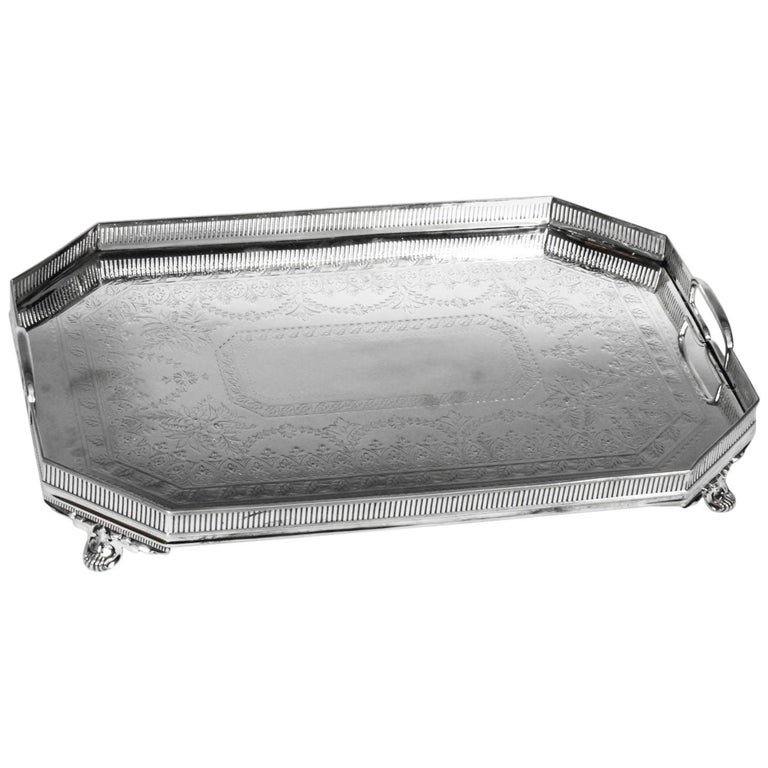 Antique Edwardian Silver Plated Gallery Tray Atkins Brothers, 19th ...
