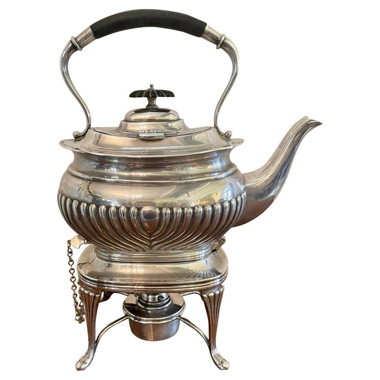 Antique Edwardian Silver Plated Spirit Kettle on Stand For Sale at 1stDibs
