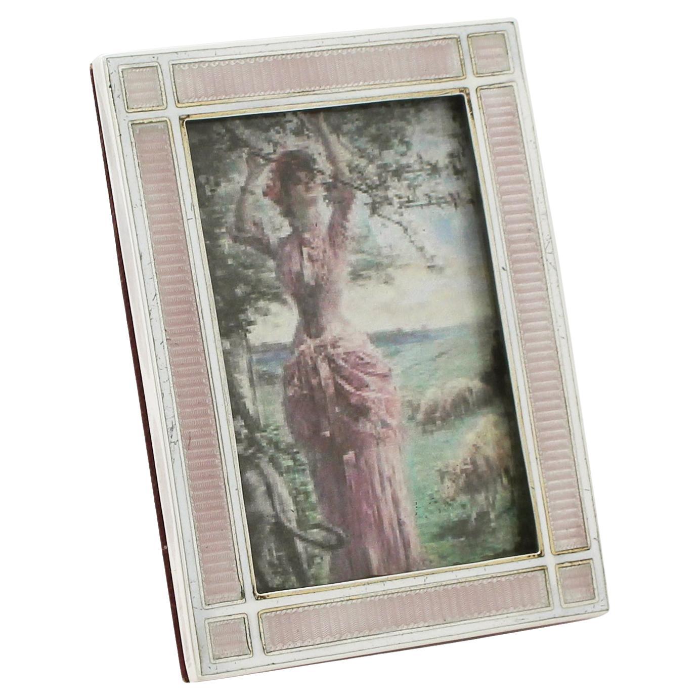 Antique Edwardian Sterling Silver and Enamel Photograph Frame For Sale ...