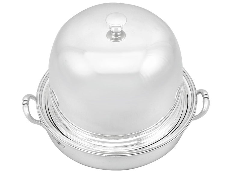 Antique Edwardian Sterling Silver Caviar / Muffin Dish For Sale at 1stDibs