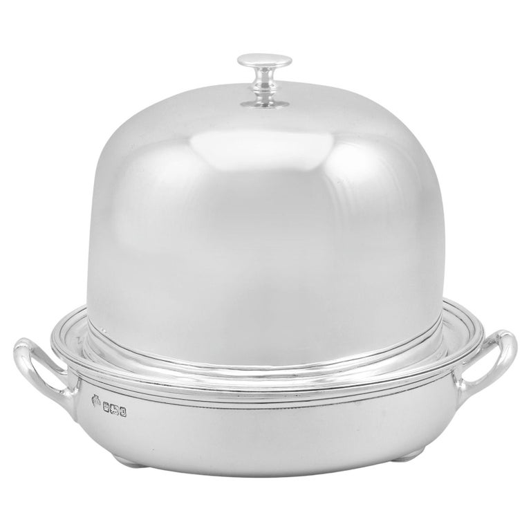 Antique Edwardian Sterling Silver Caviar / Muffin Dish For Sale at 1stDibs