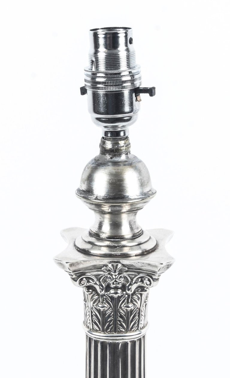 Antique Edwardian Sterling Silver Corinthian Column Table Lamp 1908 at ...