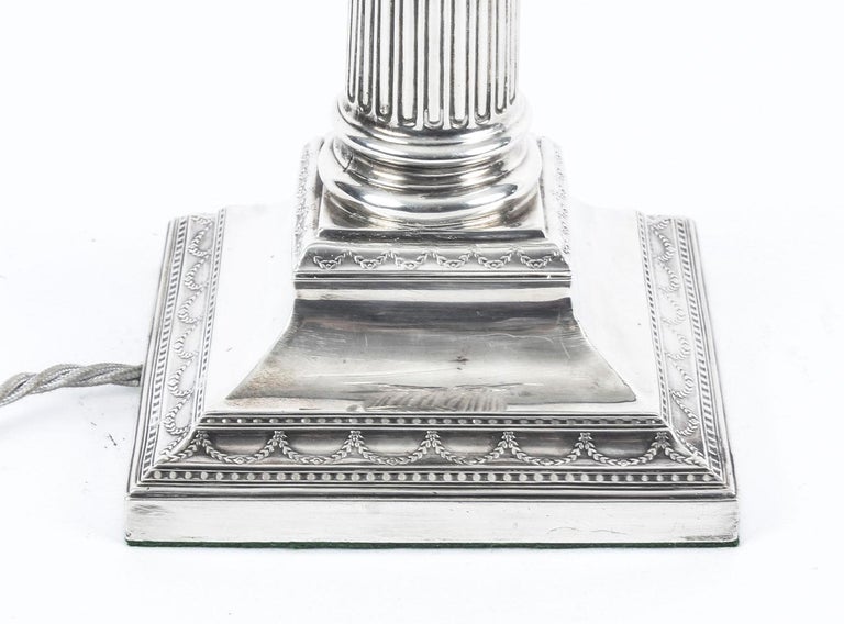 Antique Edwardian Sterling Silver Corinthian Column Table Lamp 1908 at ...