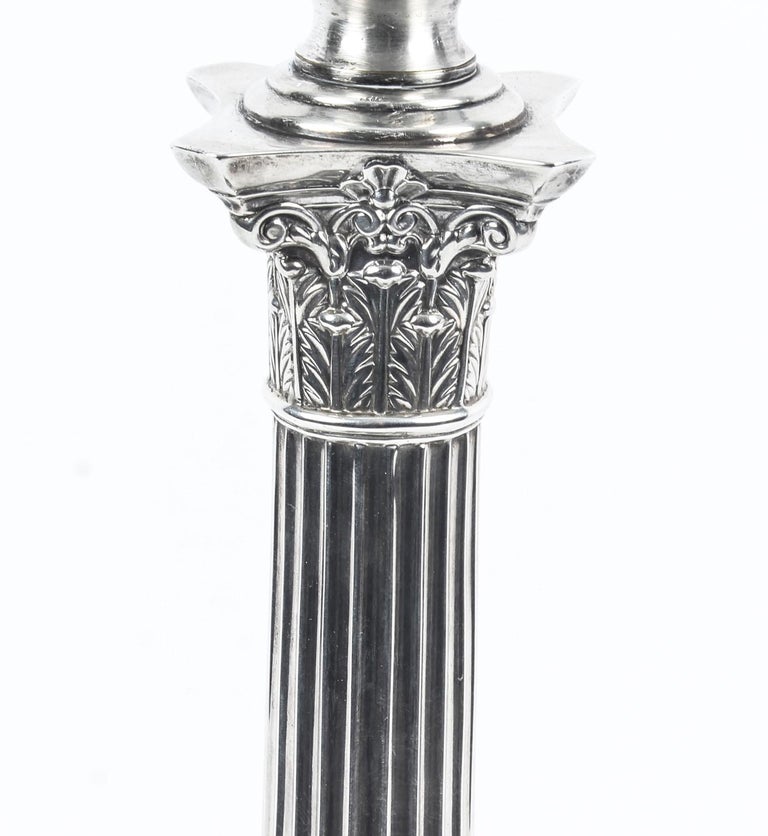 Antique Edwardian Sterling Silver Corinthian Column Table Lamp 1908 at ...
