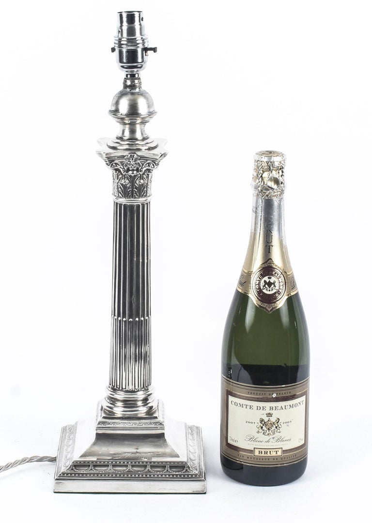 Antique Edwardian Sterling Silver Corinthian Column Table Lamp 1908 at ...