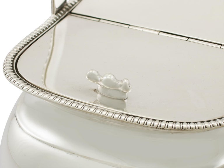 Antique Edwardian Sterling Silver Double Cover Biscuit Box / Tea Caddy ...