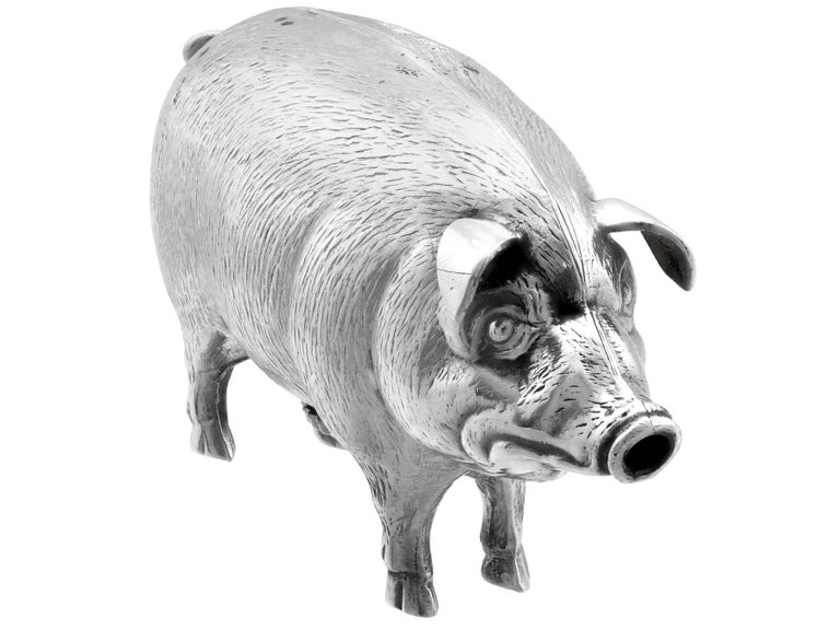 Antique Edwardian Sterling Silver Pig Salt and Pepper Shakers For Sale ...