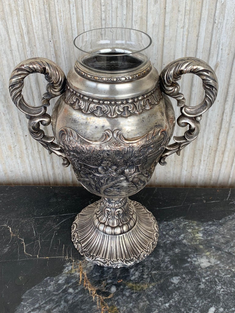 Antique Edwardian Sterling Silver Presentation Cup with Interior Glass ...