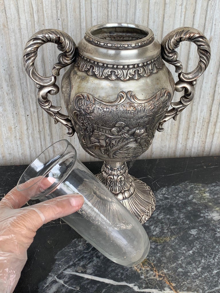 Antique Edwardian Sterling Silver Presentation Cup with Interior Glass ...