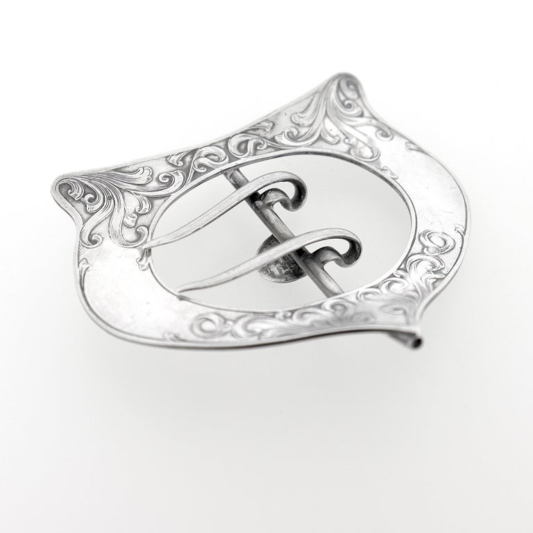 Antique Edwardian Sterling Silver Sash Buckle by Blackinton For Sale at ...