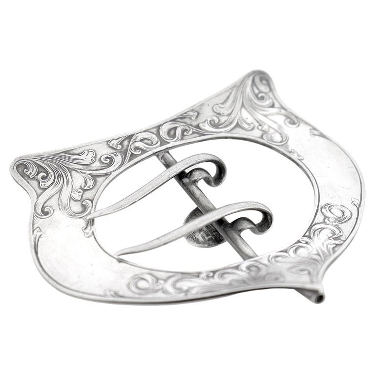 Antique Edwardian Sterling Silver Sash Buckle by Blackinton For Sale at ...