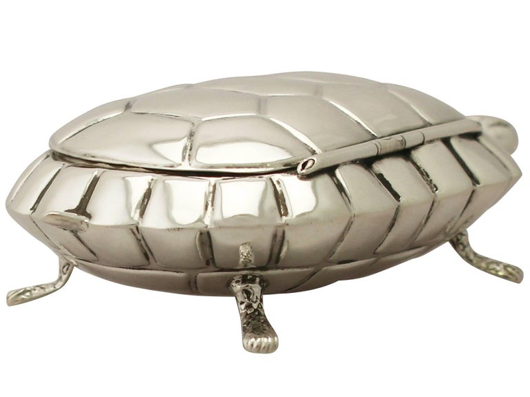 Antique Edwardian Sterling Silver Tortoise Trinket Box Compact at 1stDibs