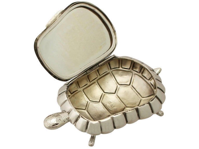 Antique Edwardian Sterling Silver Tortoise Trinket Box Compact at 1stDibs
