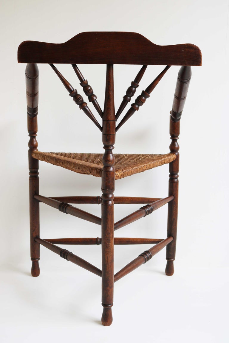 Antique Edwardian Style Triangular Corner Chair Rush Seat Knitting ...