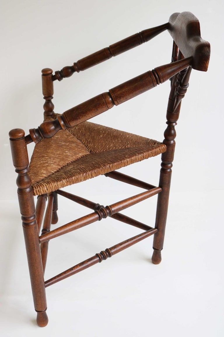 Antique Edwardian Style Triangular Corner Chair Rush Seat Knitting ...
